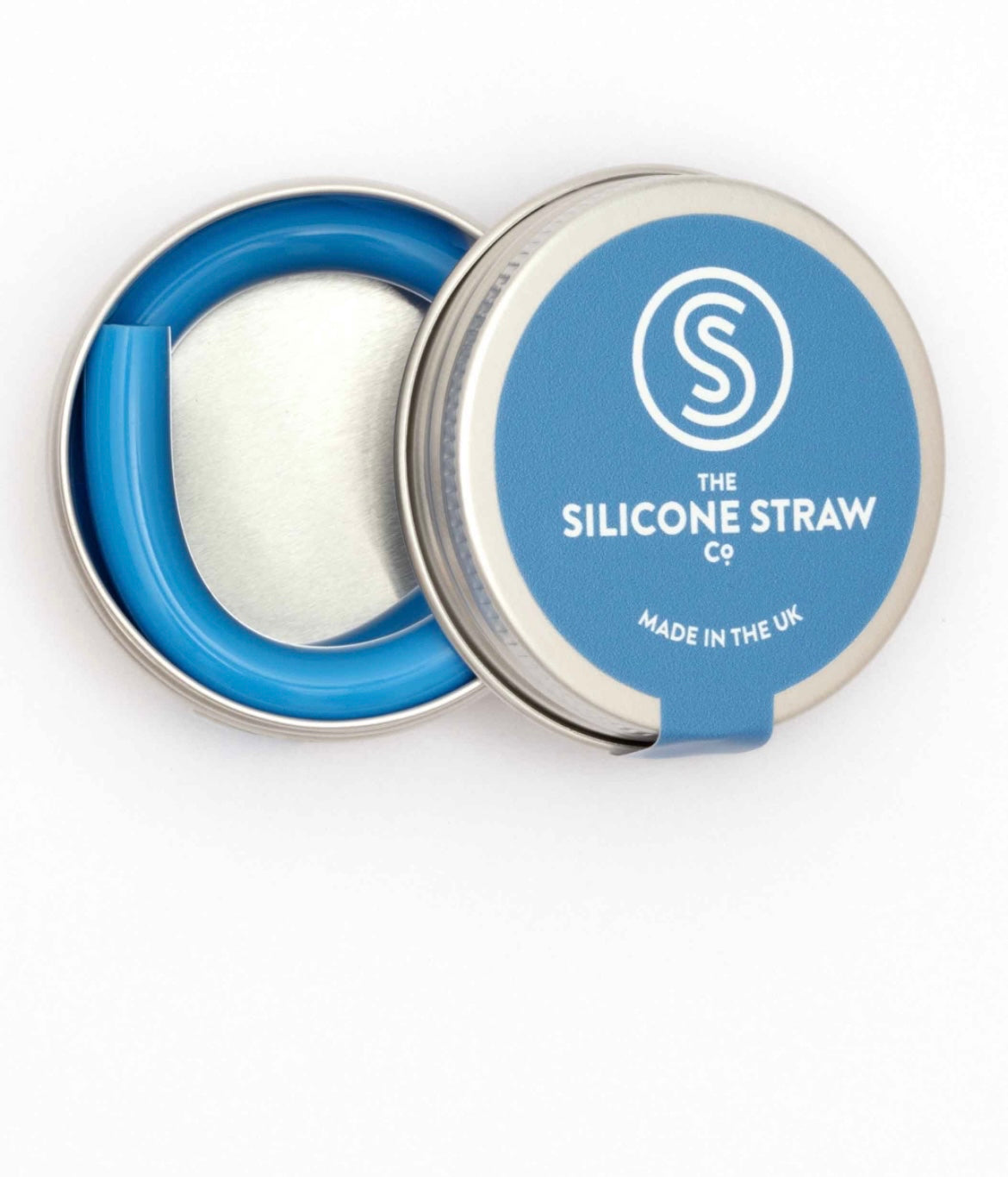 The Silicone Straw Co - Blue Single Straw and Travel Tin - 100% plasti ...